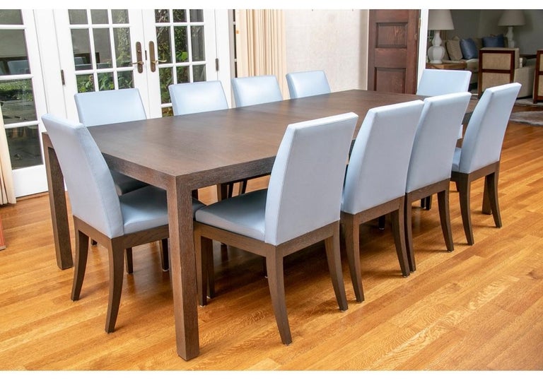 Custom Parsons Style Dining Table W/ 10 Christian Liaigre Leather Bison ...