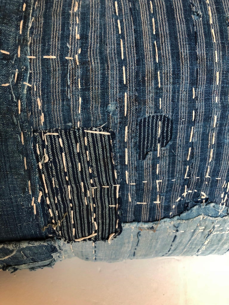 Custom Pillow Cut from an Antique Japanese Cotton Indigo Boro Textile ...