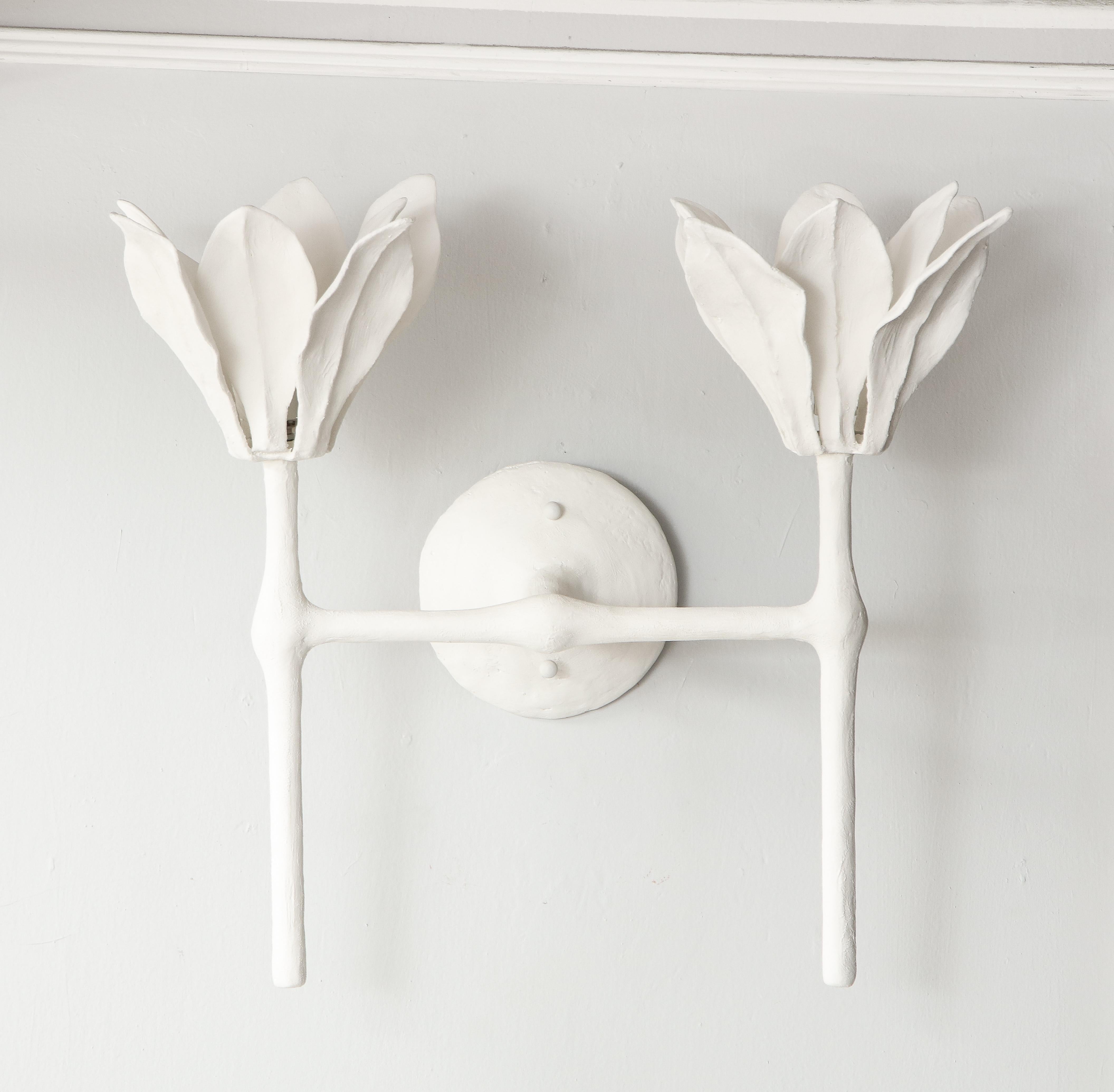 Custom Plaster Fleur Sconces For Sale at 1stDibs