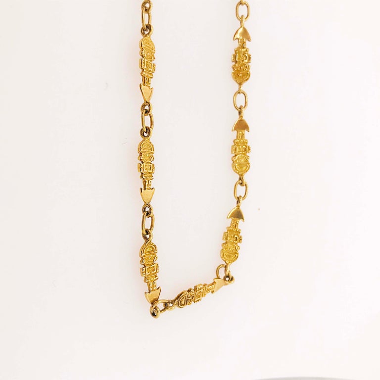 Polynesian Tiki Link Chain, Tiki Figure Links, 18 Karat Yellow Real ...