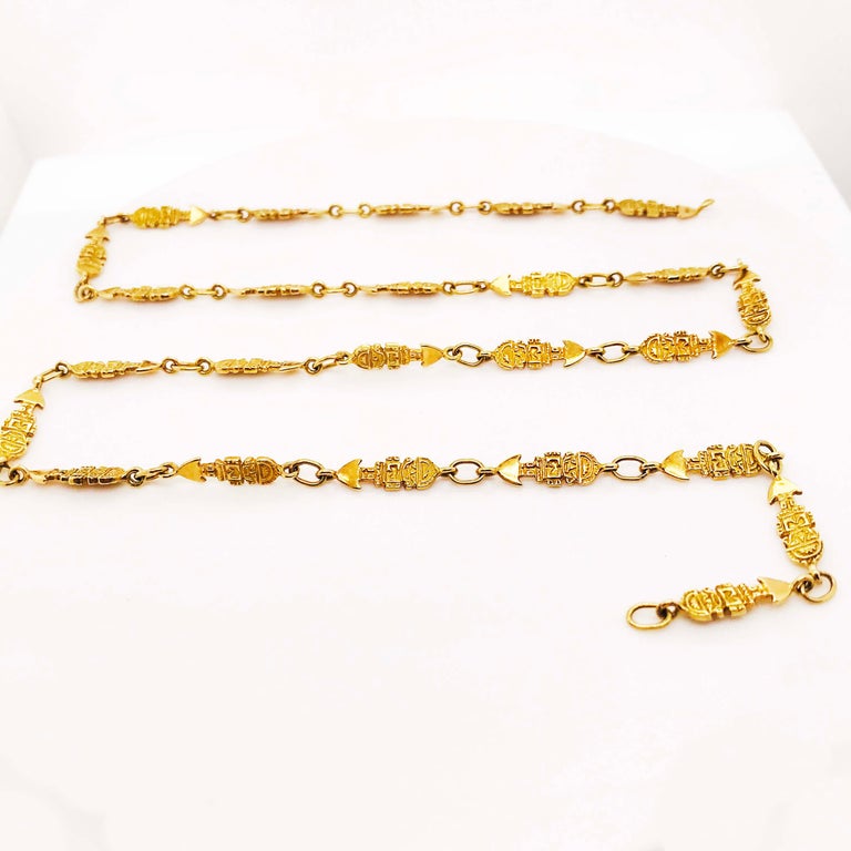 Polynesian Tiki Link Chain, Tiki Figure Links, 18 Karat Yellow Real ...