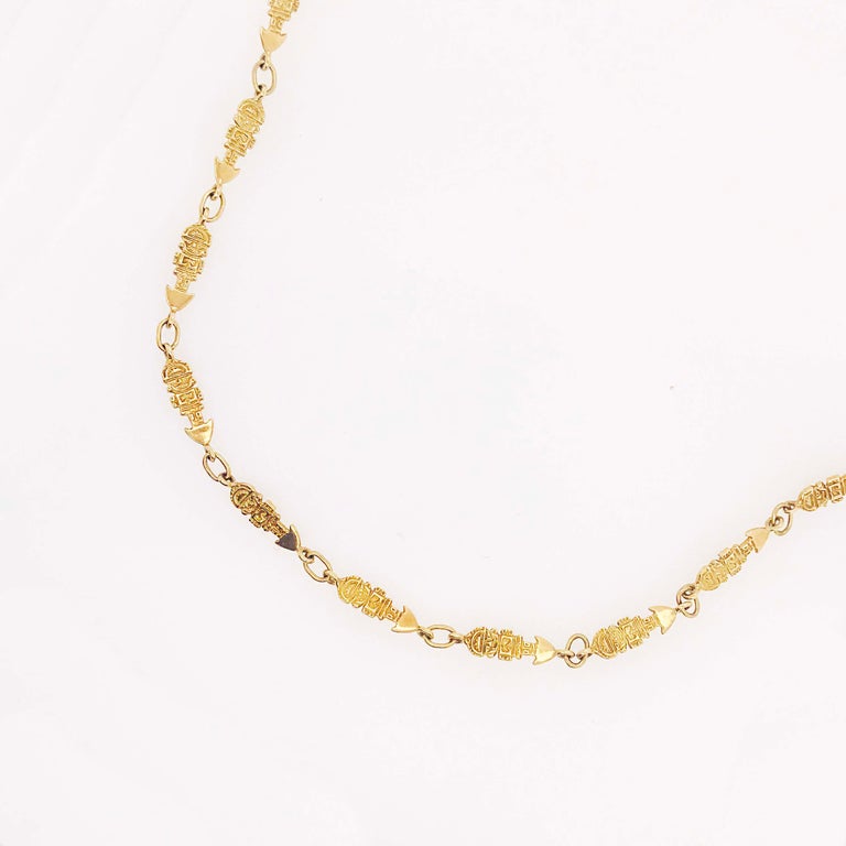 Polynesian Tiki Link Chain, Tiki Figure Links, 18 Karat Yellow Real ...