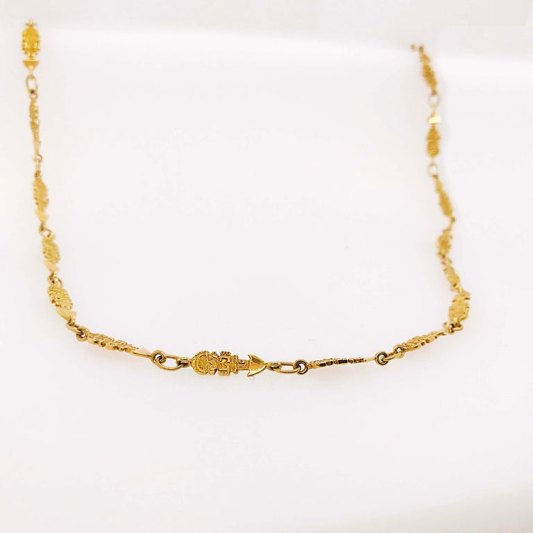 Polynesian Tiki Link Chain, Tiki Figure Links, 18 Karat Yellow Real ...