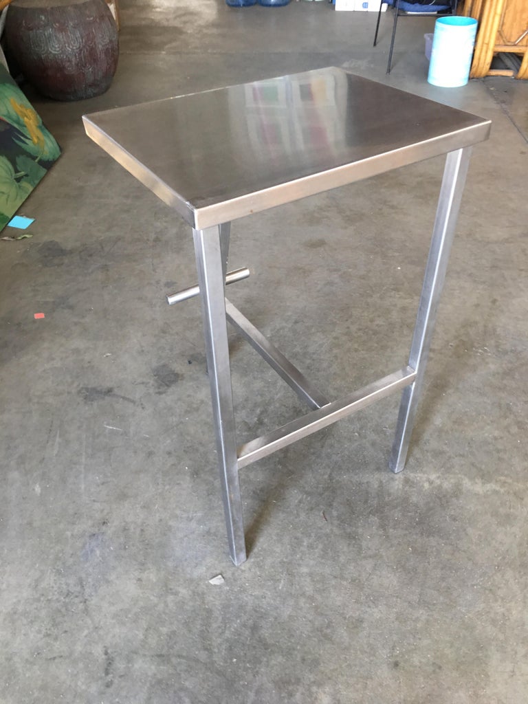 Custom Postmodern Stainless Steel Bar Stool circa 1990, Set of Four For ...