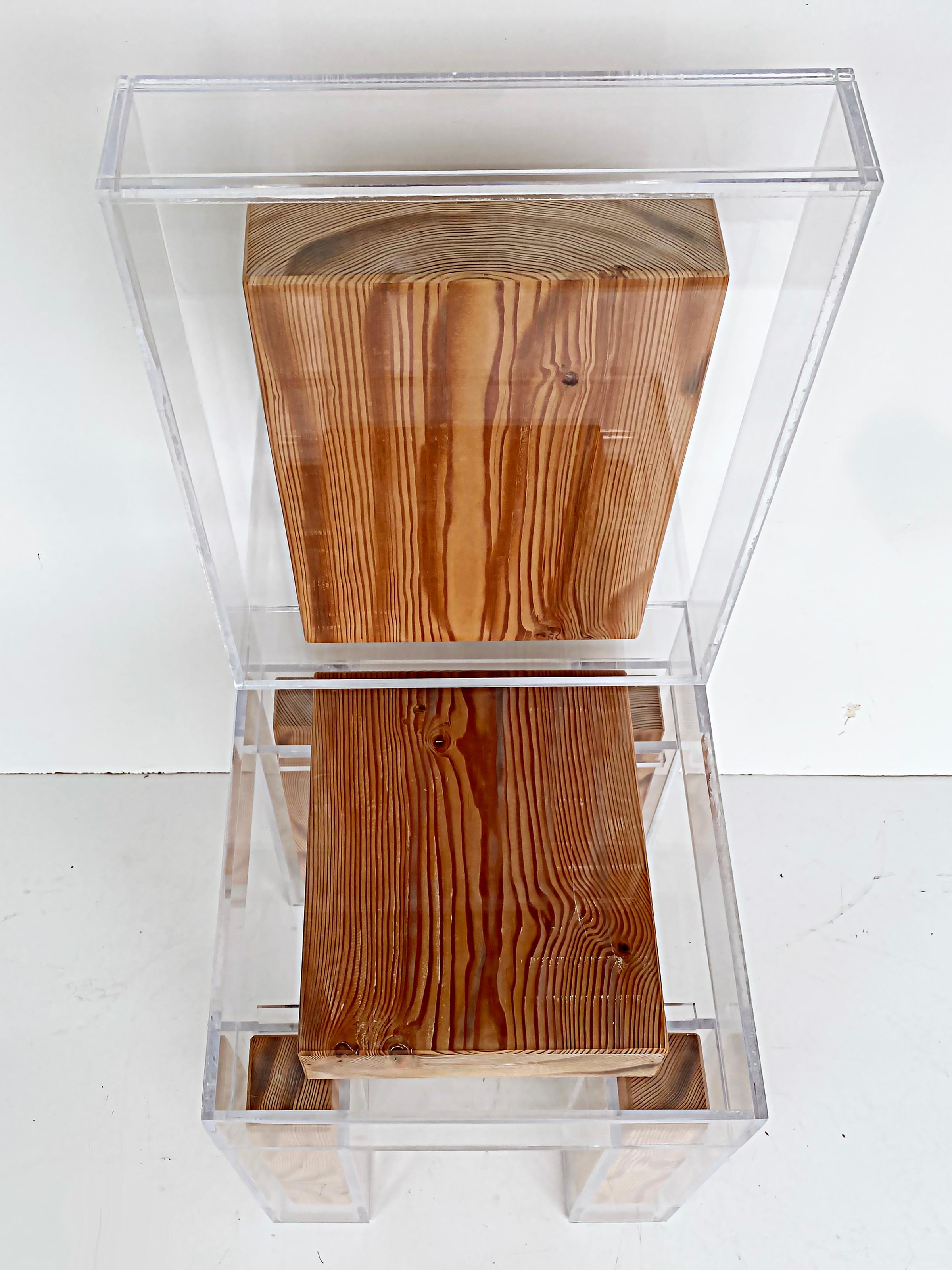 Custom Prototype, Lucite and Encased Douglas Fir Wood Sculptural Chair ...