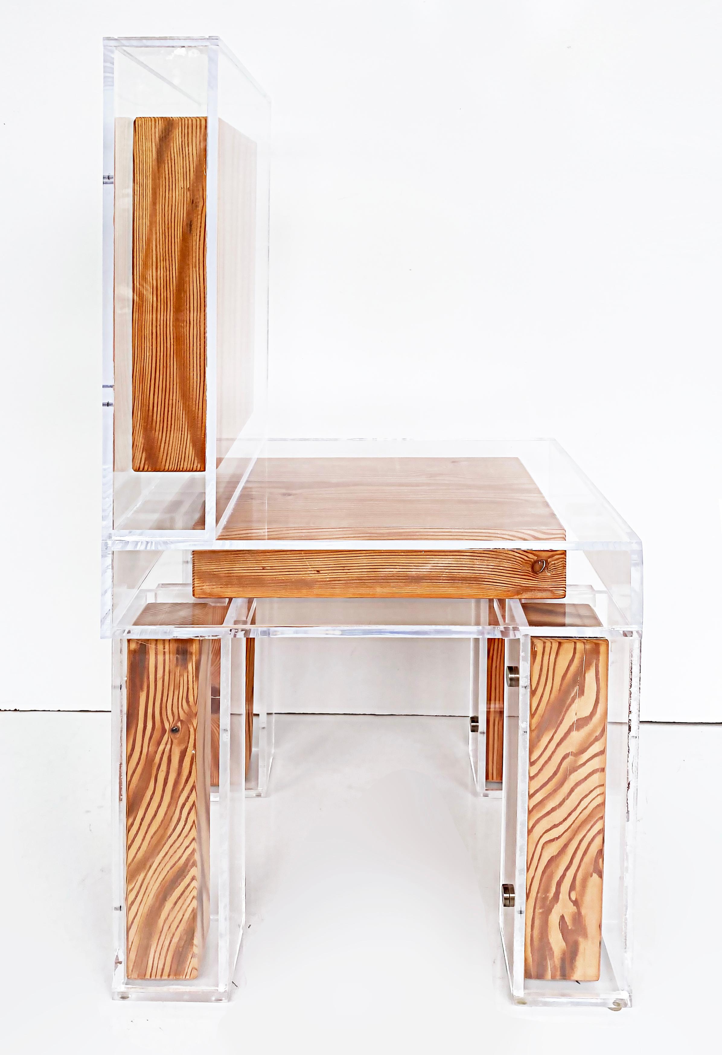 Custom Prototype, Lucite and Encased Douglas Fir Wood Sculptural Chair ...