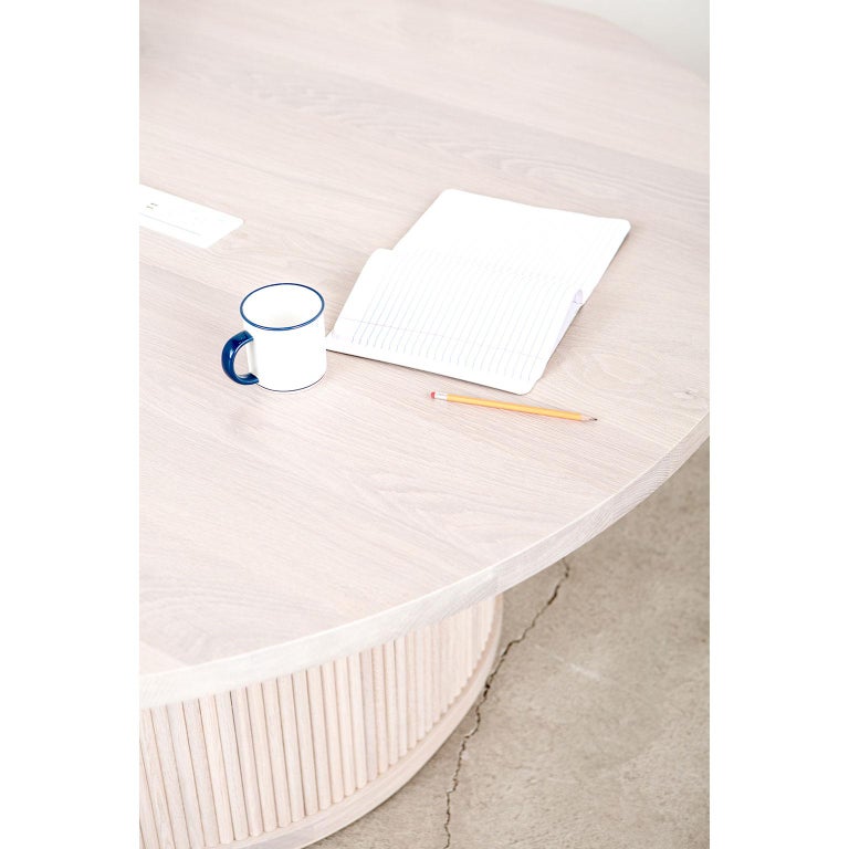 Custom "Radius" Conference Table with Solid Wood Top and Tambour Wood ...