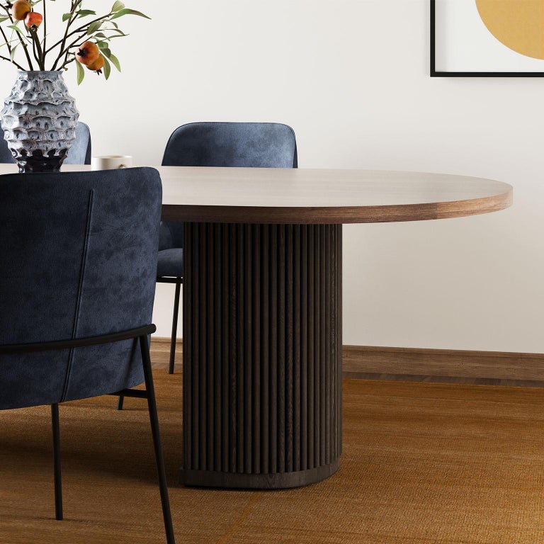 Custom "Radius" Conference Table with Solid Wood Top and Tambour Wood ...