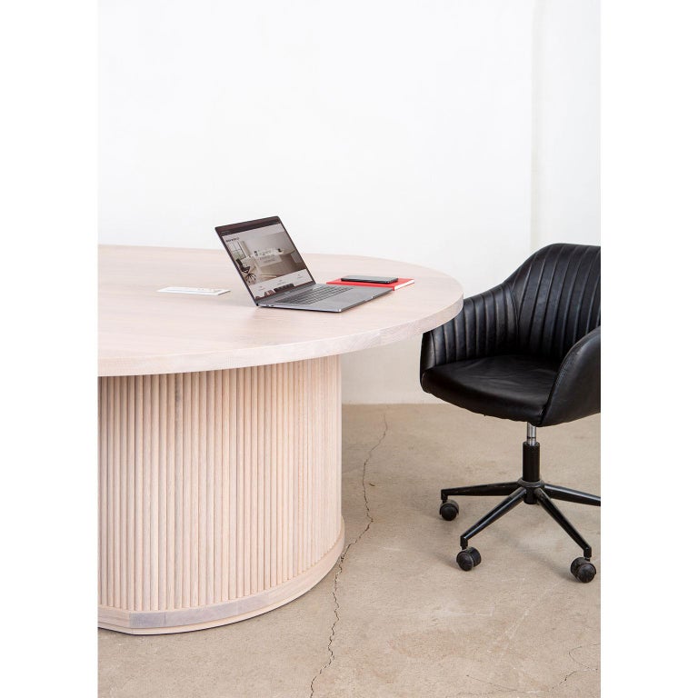 Custom "Radius" Conference Table with Solid Wood Top and Tambour Wood ...