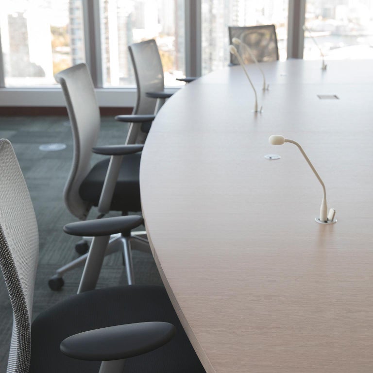 Custom "Radius" Conference Table with Solid Wood Top and Tambour Wood ...
