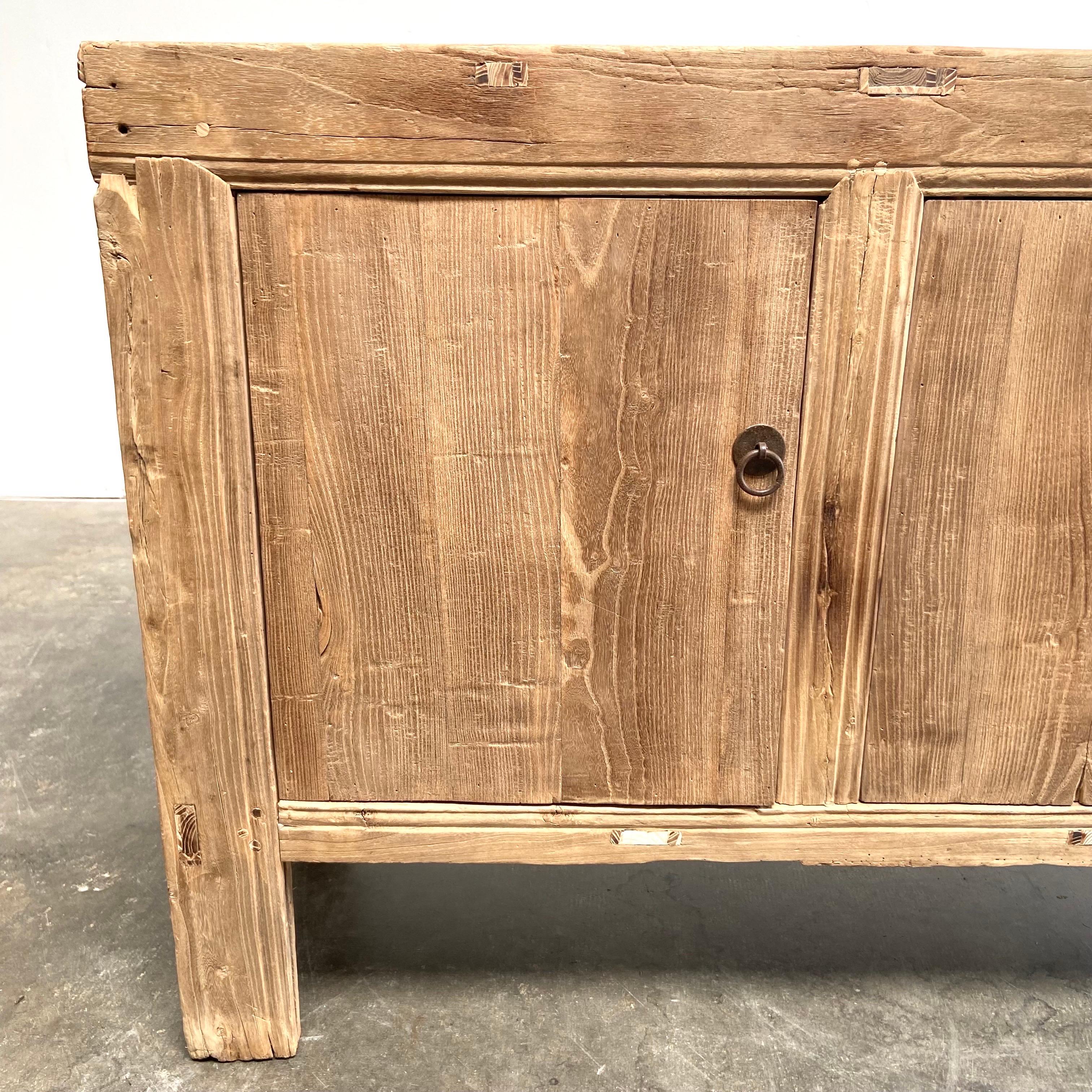 Custom Reclaimed Elm Wood 3 Door Cabinet or Console at 1stDibs