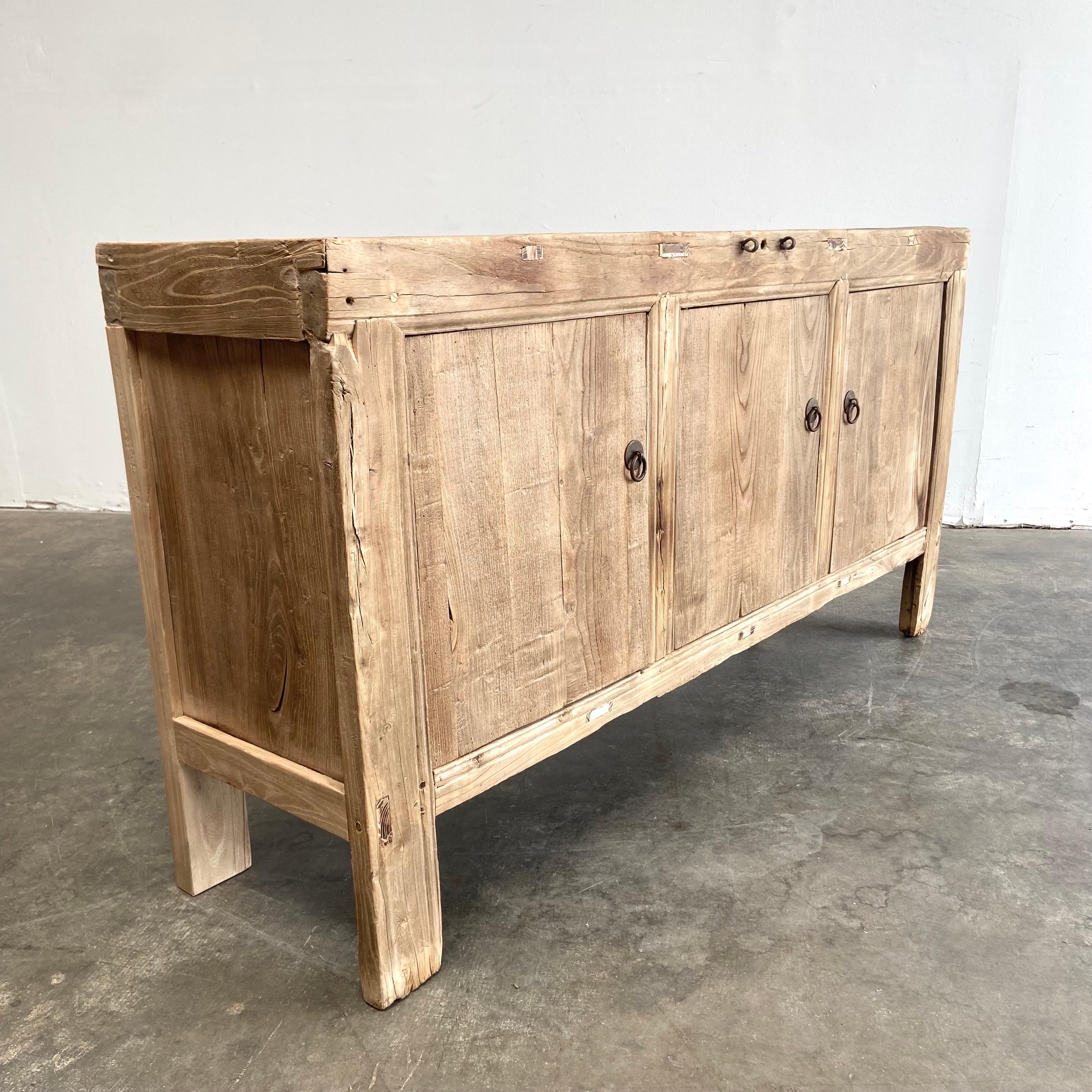 Custom Reclaimed Elm Wood 3 Door Cabinet or Console at 1stDibs