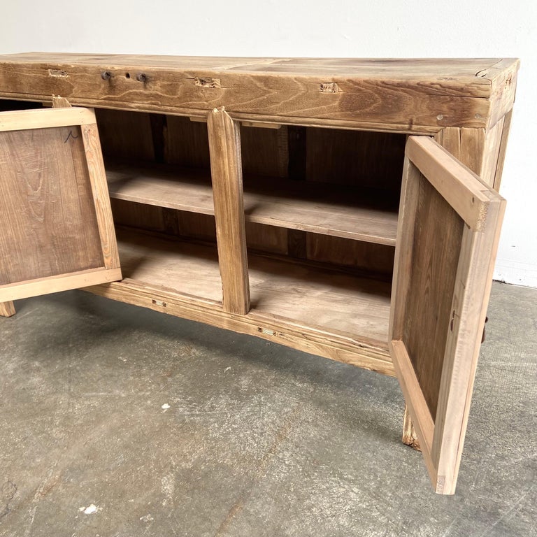 Custom Reclaimed Elm Wood 3 Door Cabinet or Console at 1stDibs