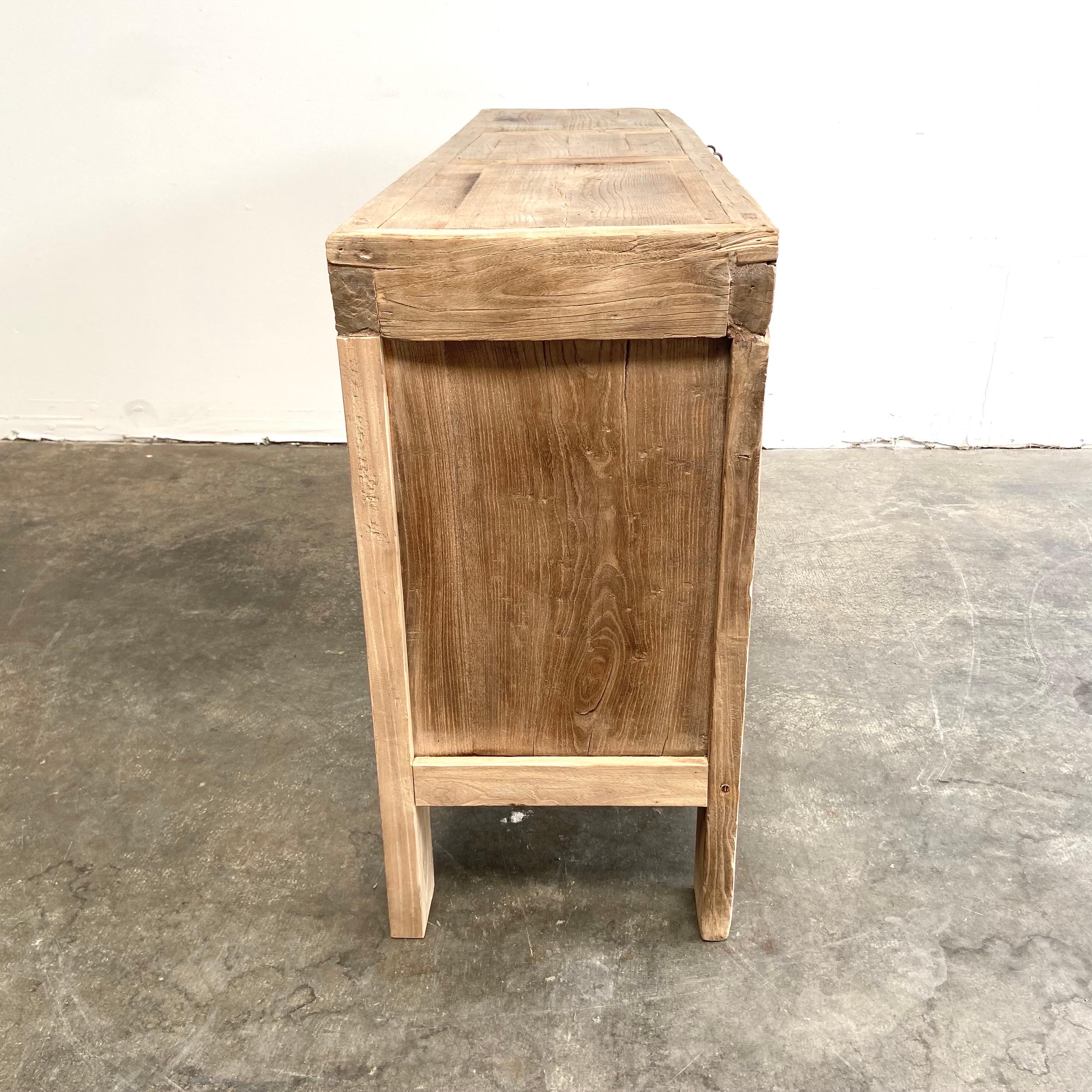 Custom Reclaimed Elm Wood 3 Door Cabinet or Console at 1stDibs