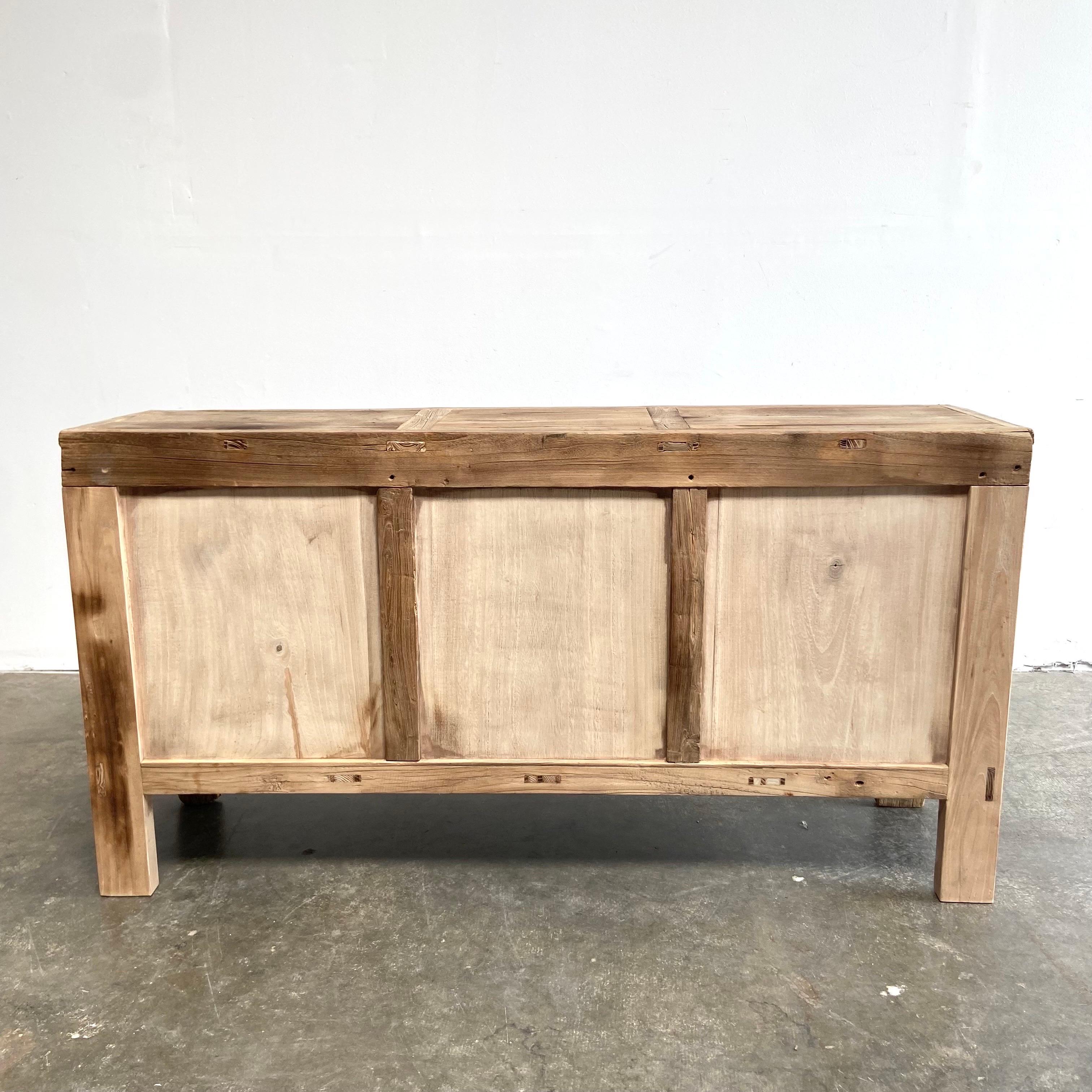 Custom Reclaimed Elm Wood 3 Door Cabinet or Console at 1stDibs