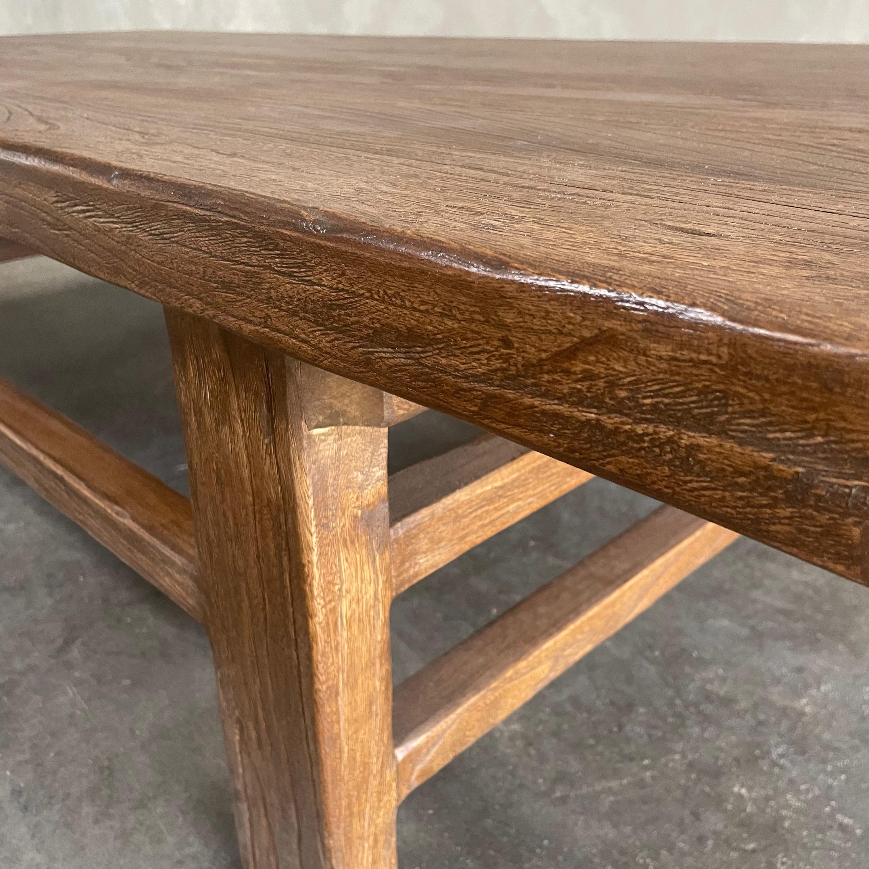 Custom Reclaimed Elm Wood Coffee Table Walnut For Sale at 1stDibs