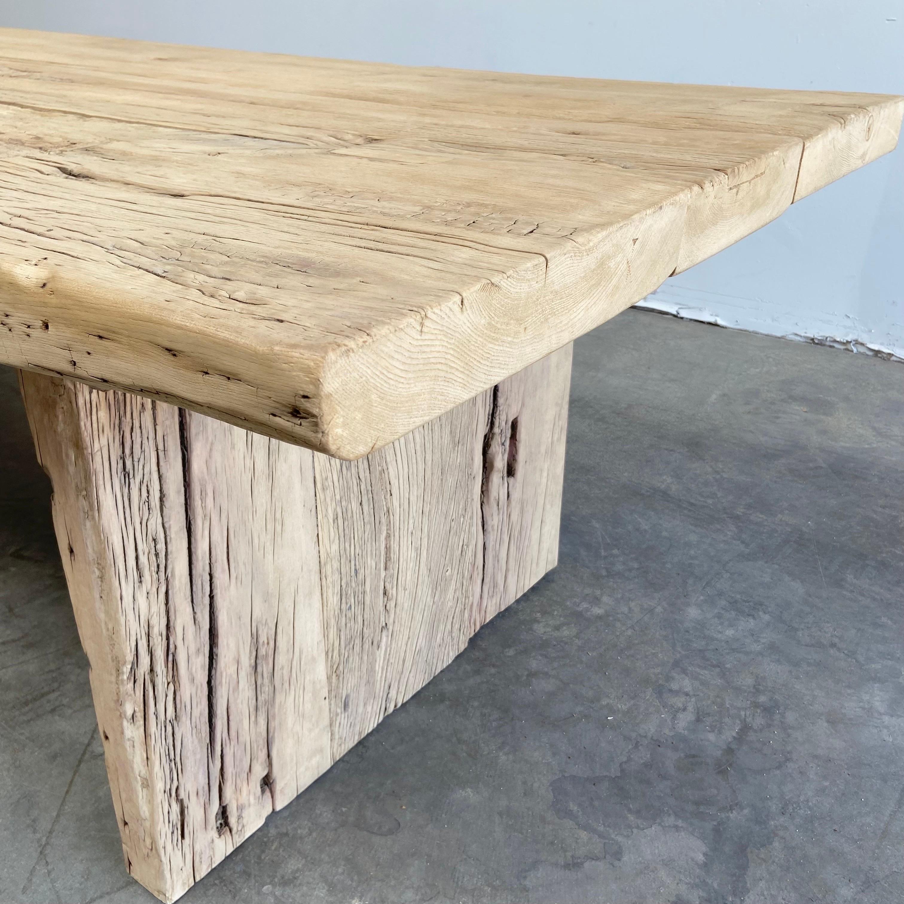 Custom Reclaimed Elm Wood Dining Tabl at 1stDibs