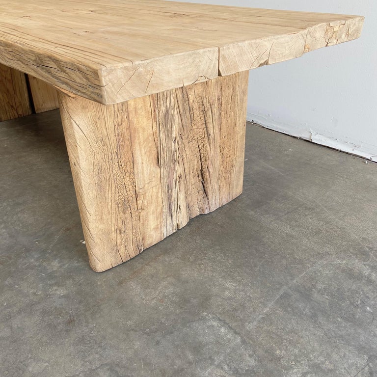 Custom Reclaimed Elm Wood Dining Table at 1stDibs