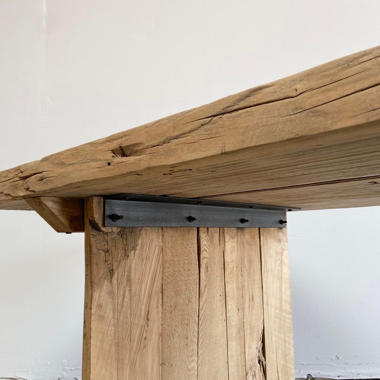 Custom Reclaimed Elm Wood Dining Table at 1stDibs