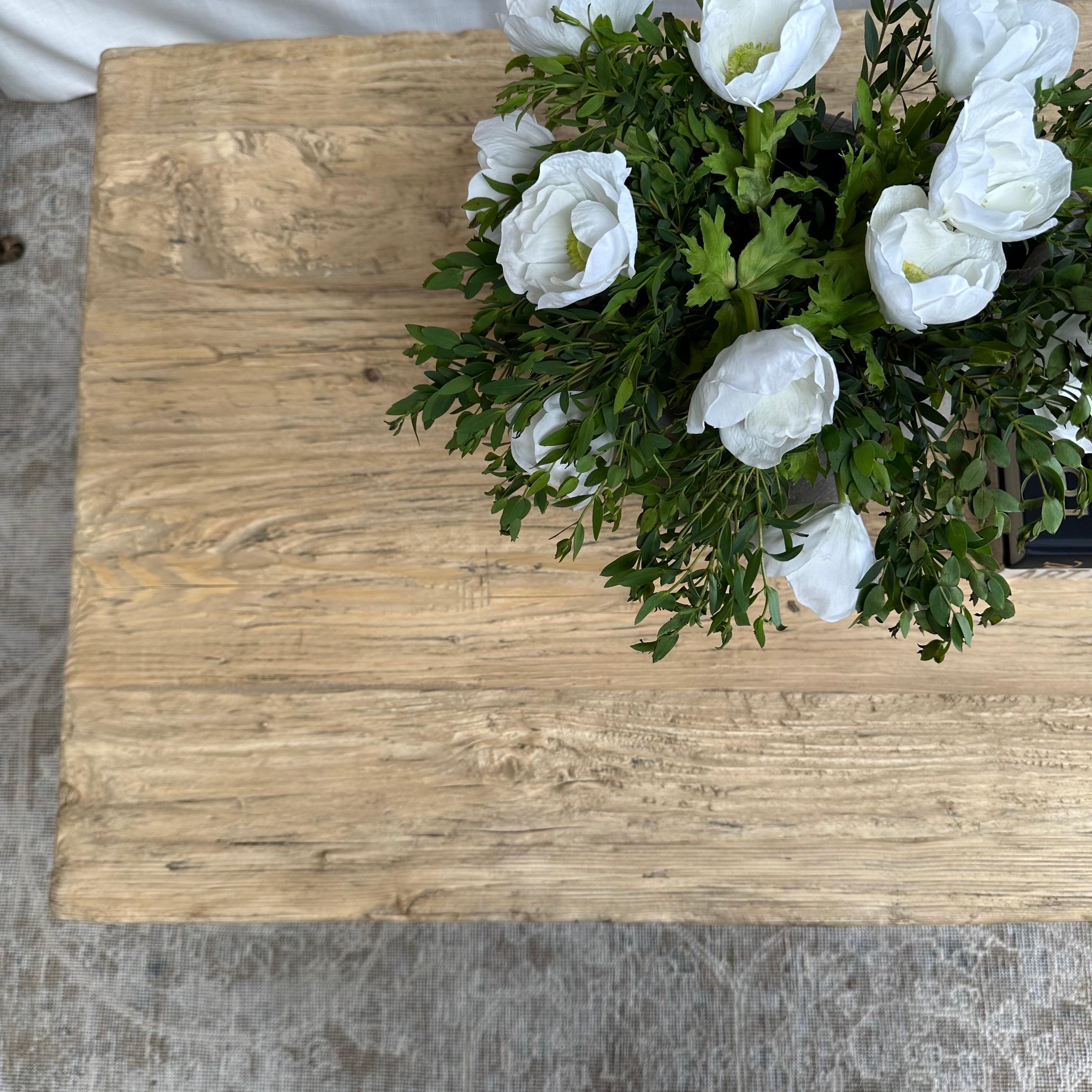 Custom Reclaimed Elm Wood Rustic Coffee Table For Sale at 1stDibs