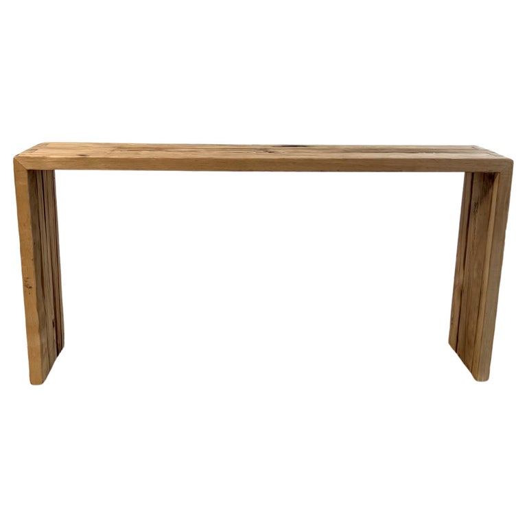 Custom Reclaimed Elm Wood Waterfall Console Table For Sale at 1stDibs