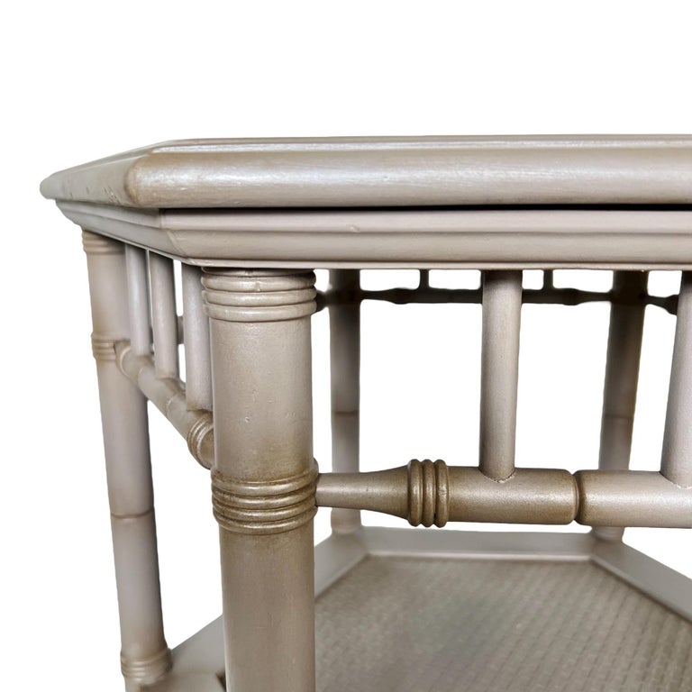 Custom Refinished Vintage Faux Bamboo Hexagon Accent Table For Sale at ...