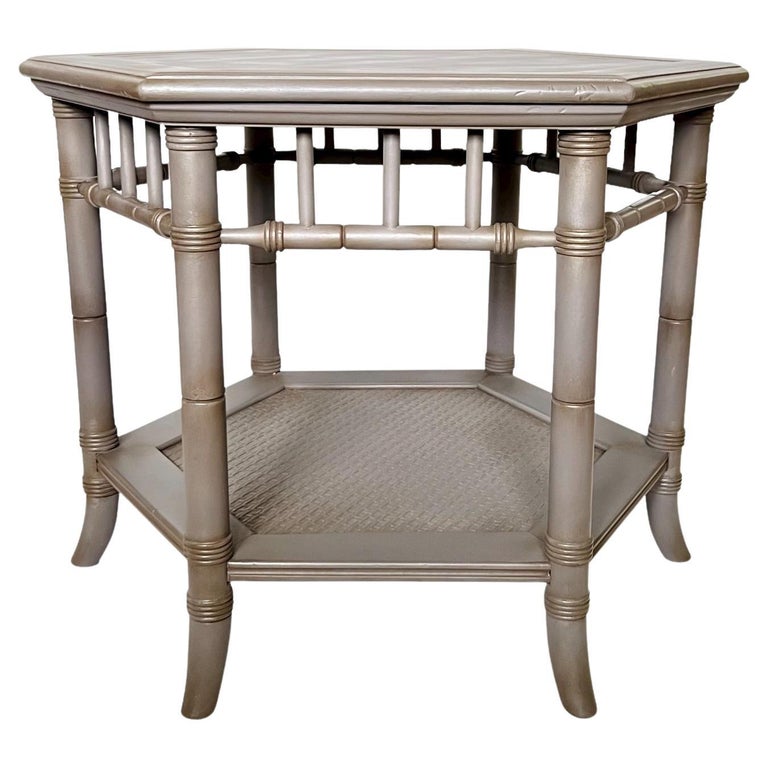 Custom Refinished Vintage Faux Bamboo Hexagon Accent Table For Sale at ...