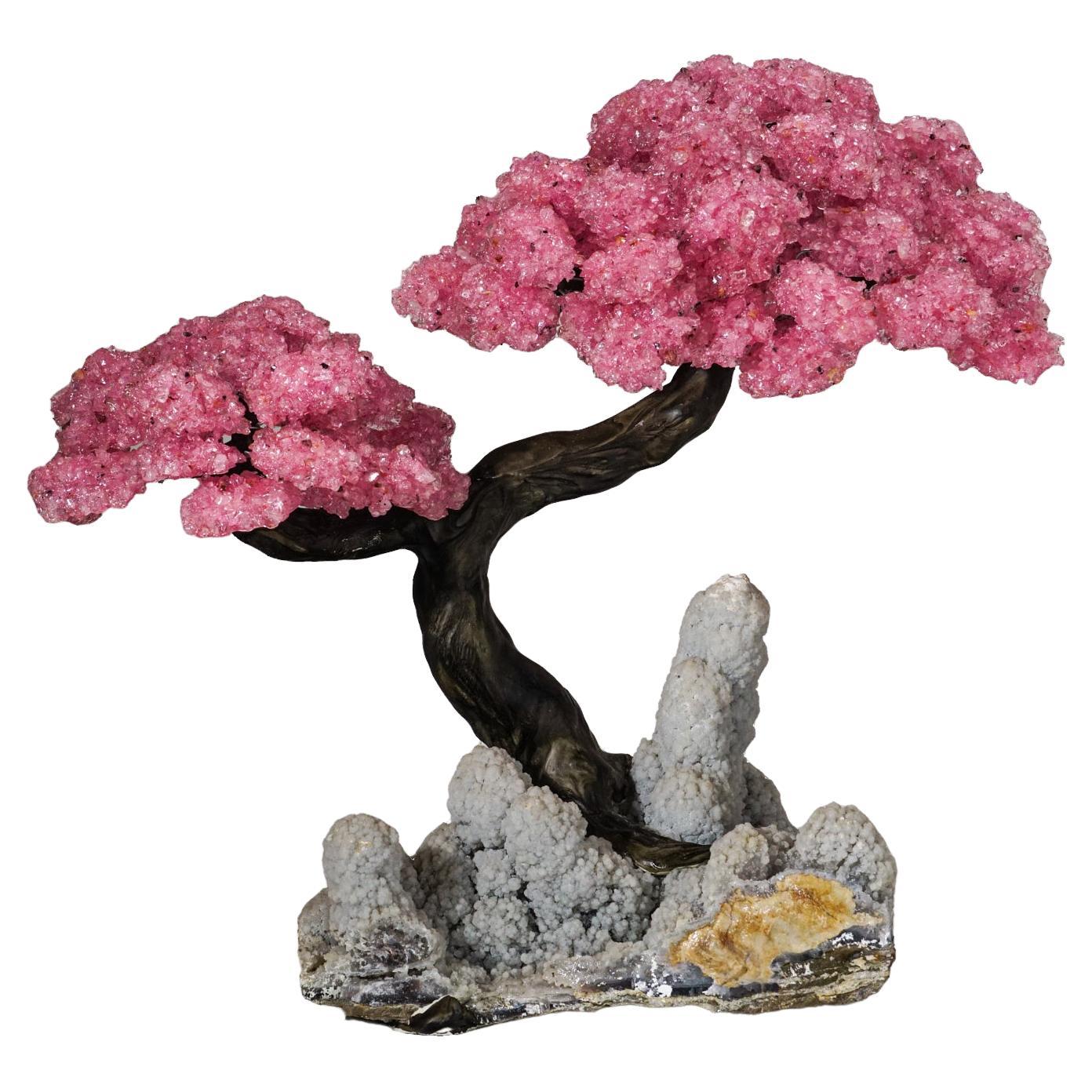 Rose Quartz Clustered Gemstone Tree on Stalactite Matrix For Sale at ...