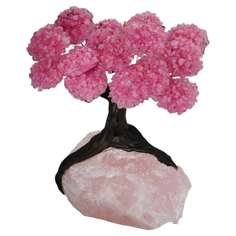 Custom Rose Quartz Clustered Gemstone Tree on Rose Quartz Matrix at 1stDibs