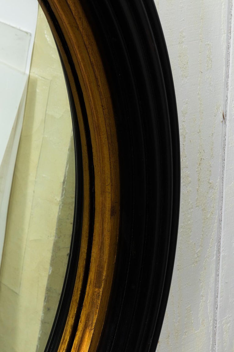 Custom Round Black Mahogany Gold Gilded Mirror at 1stDibs