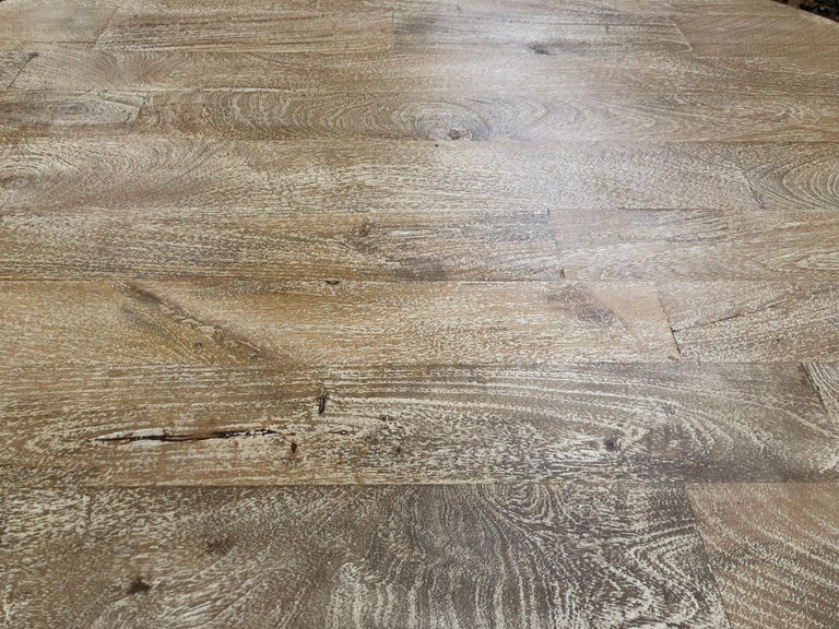 Custom Round Bleached Elm Dining Table with Urn Pedestal Base at ...