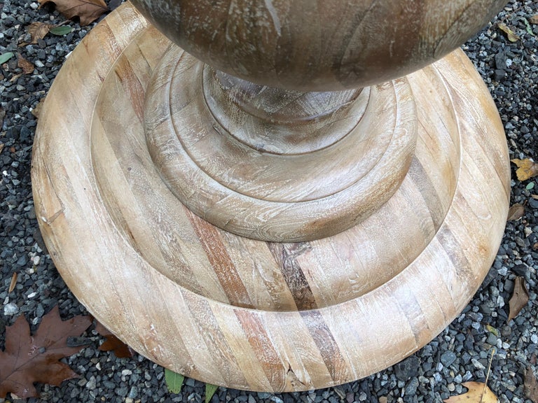 Custom Round Bleached Elm Dining Table with Urn Pedestal Base at ...