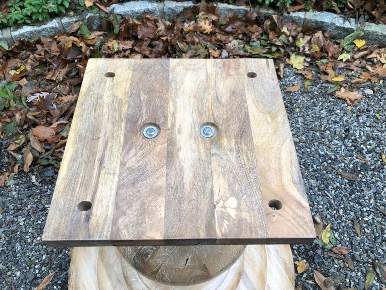 Custom Round Bleached Elm Dining Table with Urn Pedestal Base at ...