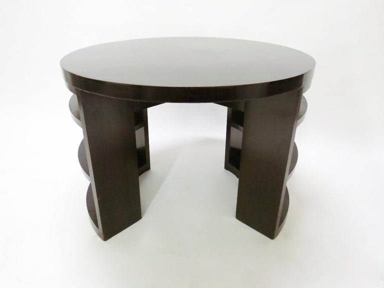 Custom Round Center Table with Open Shelf Legs For Sale at 1stDibs