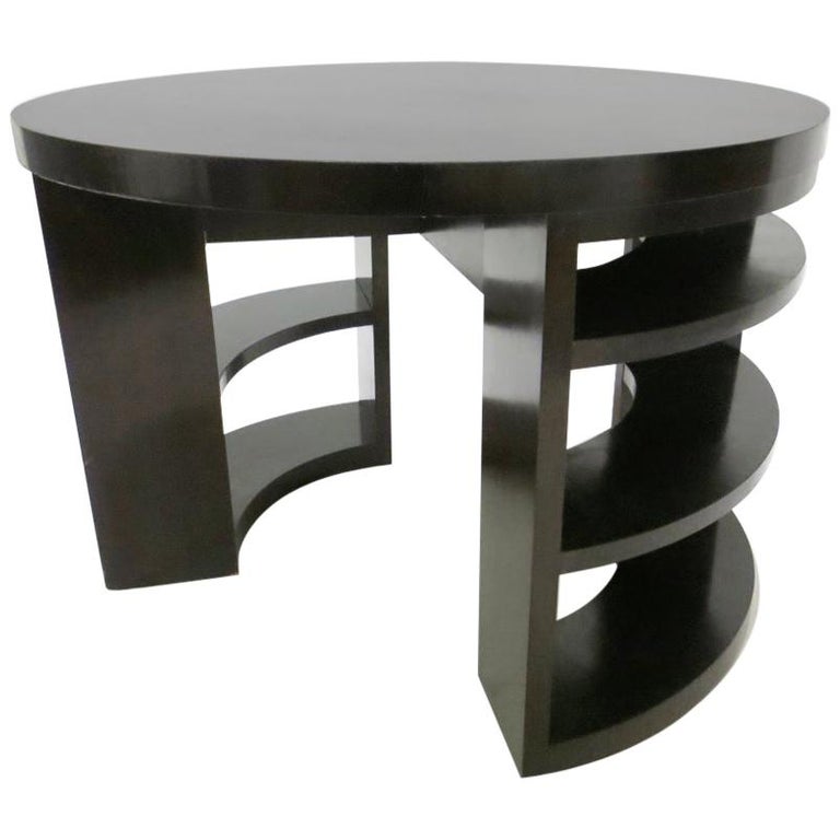 Custom Round Center Table with Open Shelf Legs For Sale at 1stDibs