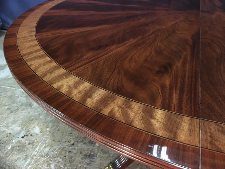 Custom Round Mahogany Regency Style Dining Table by Leighton Hall For ...