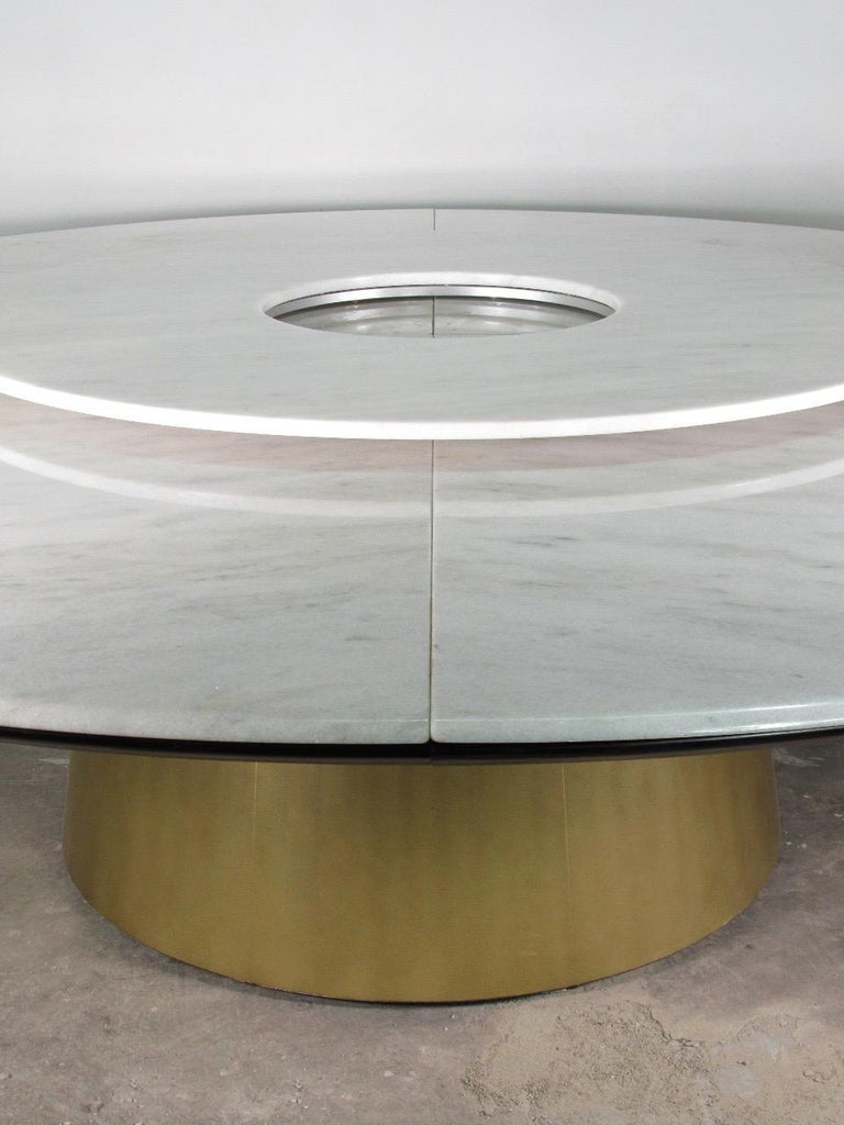 Round Marble and Bronze Dining Table with Rotating Server from ...