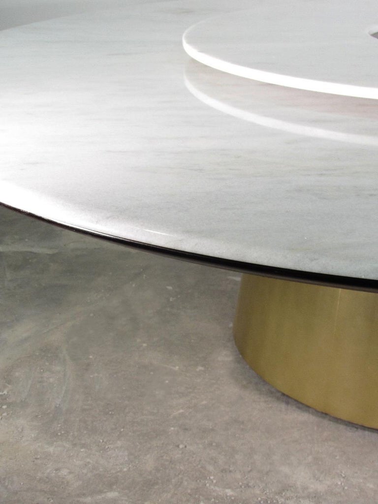 Round Marble and Bronze Dining Table with Rotating Server from ...