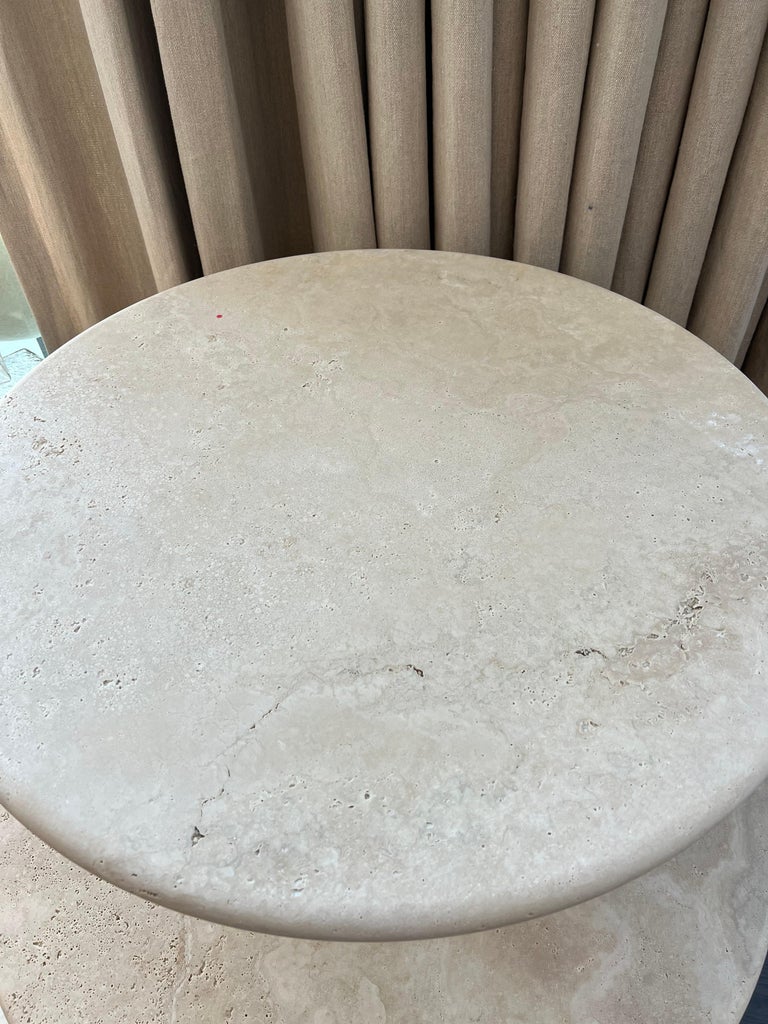 Custom Round Roman Travertine Coffee Table by Le Lampade For Sale at ...
