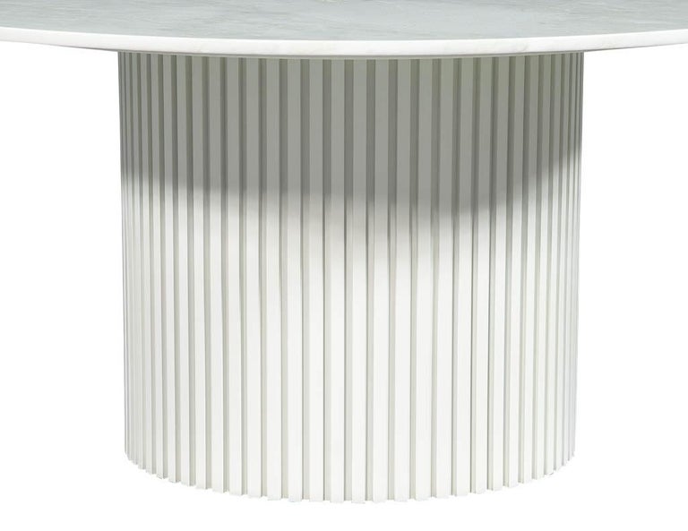 Custom Round White Marble Top Dining Table For Sale at 1stDibs