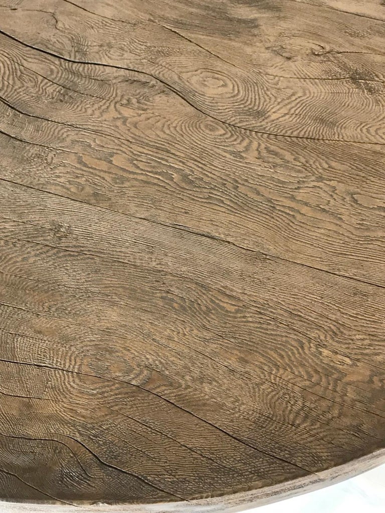 Custom Rustic Modern Round Table with Square Base For Sale at 1stDibs ...