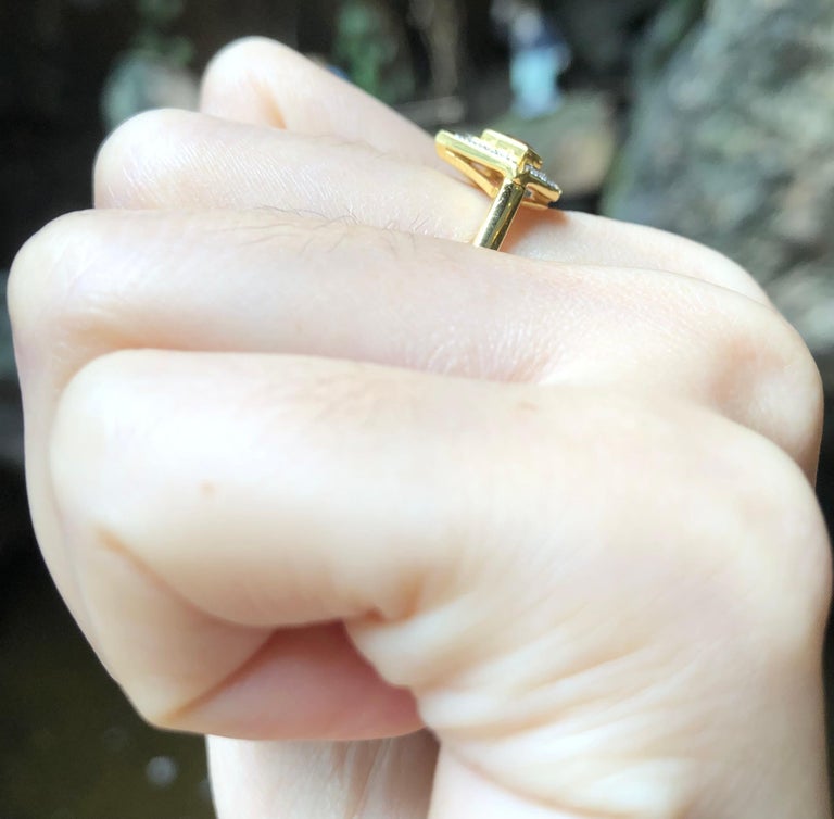 Custom Shield Cut Ruby with Diamond Ring Set in 18 Karat Gold Settings ...