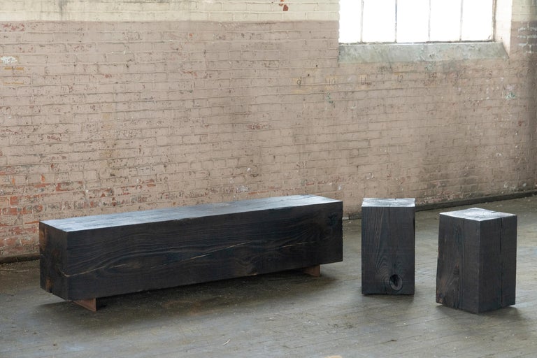 Shou Sugi Ban 4 foot Wood Bench Pine Corten Steel by Alabama Sawyer at ...