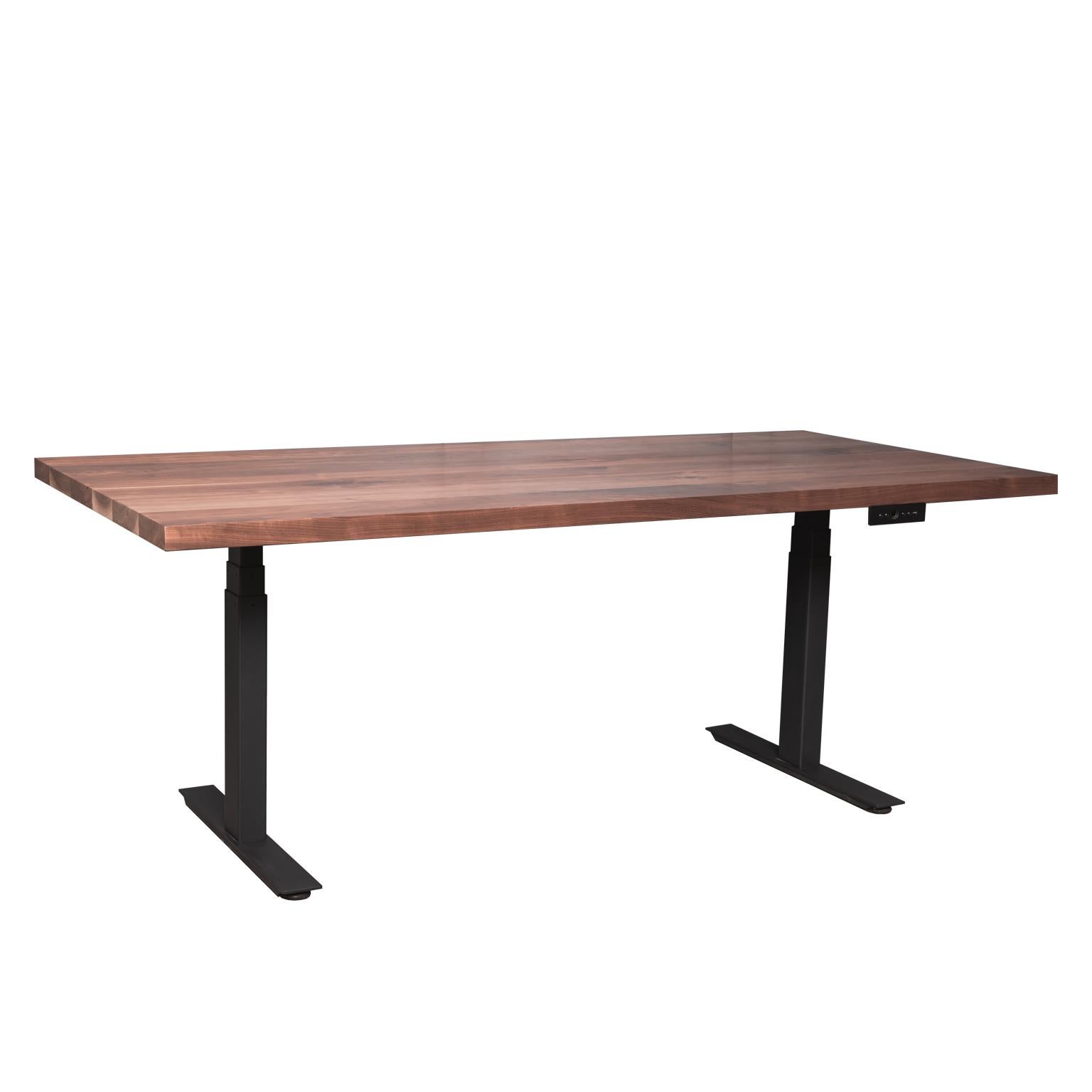 Custom Sit/Stand "Essentials Desk" with Solid Wood Top and Metal Base ...