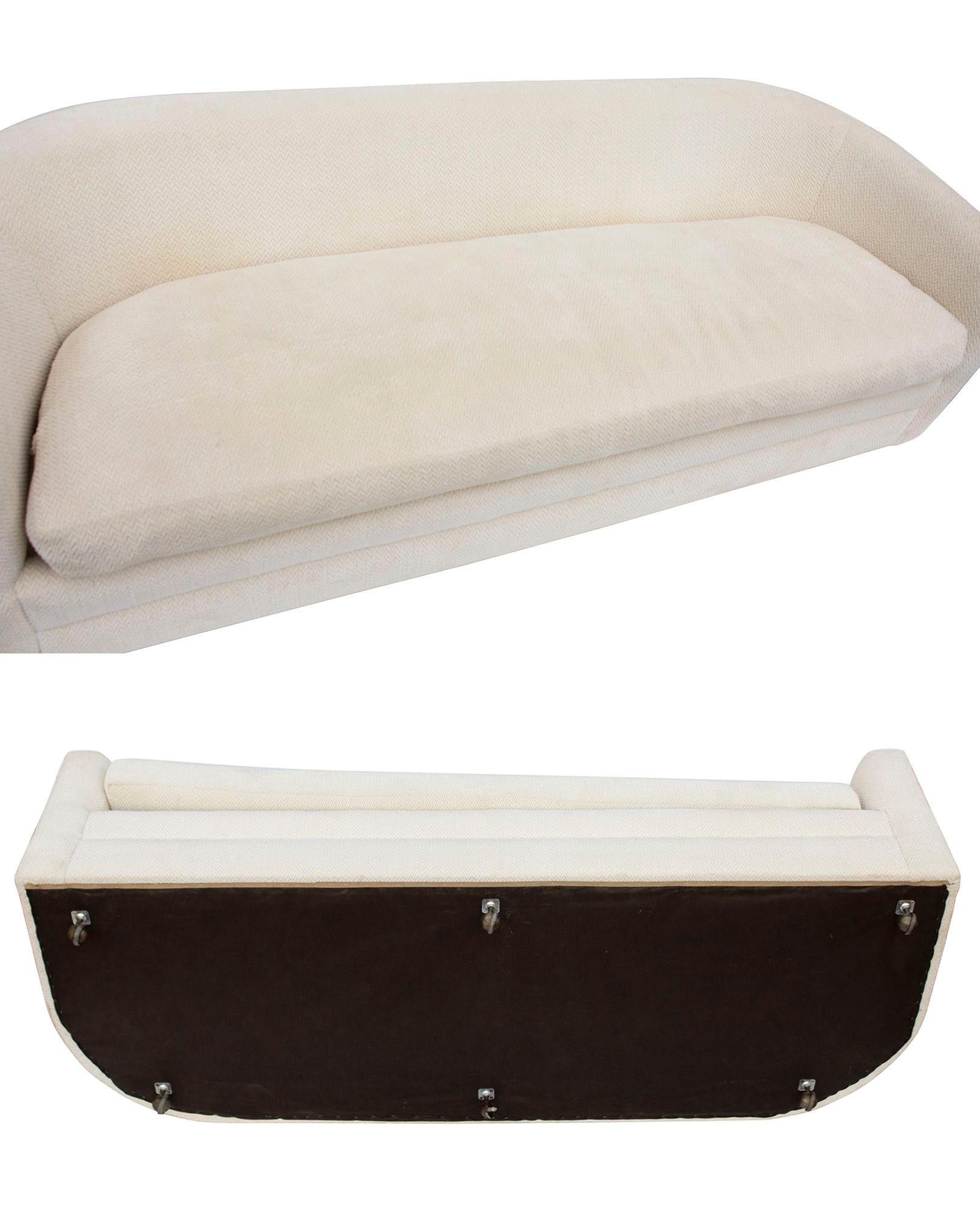 Custom Sofa on Casters in Cream Boucle #1, Two Available at 1stDibs