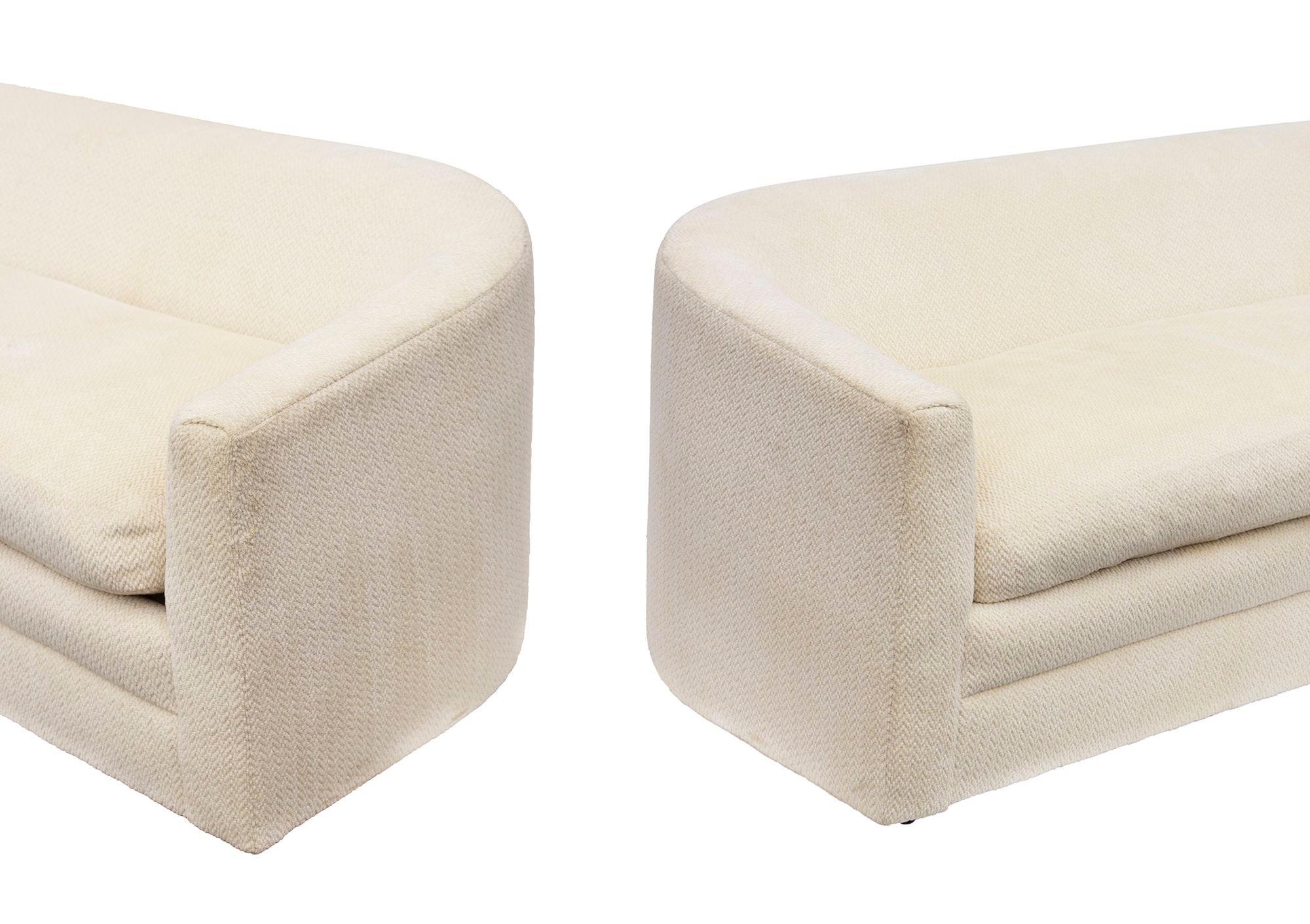 Custom Sofa on Casters in Cream Boucle #2- Two available For Sale at ...