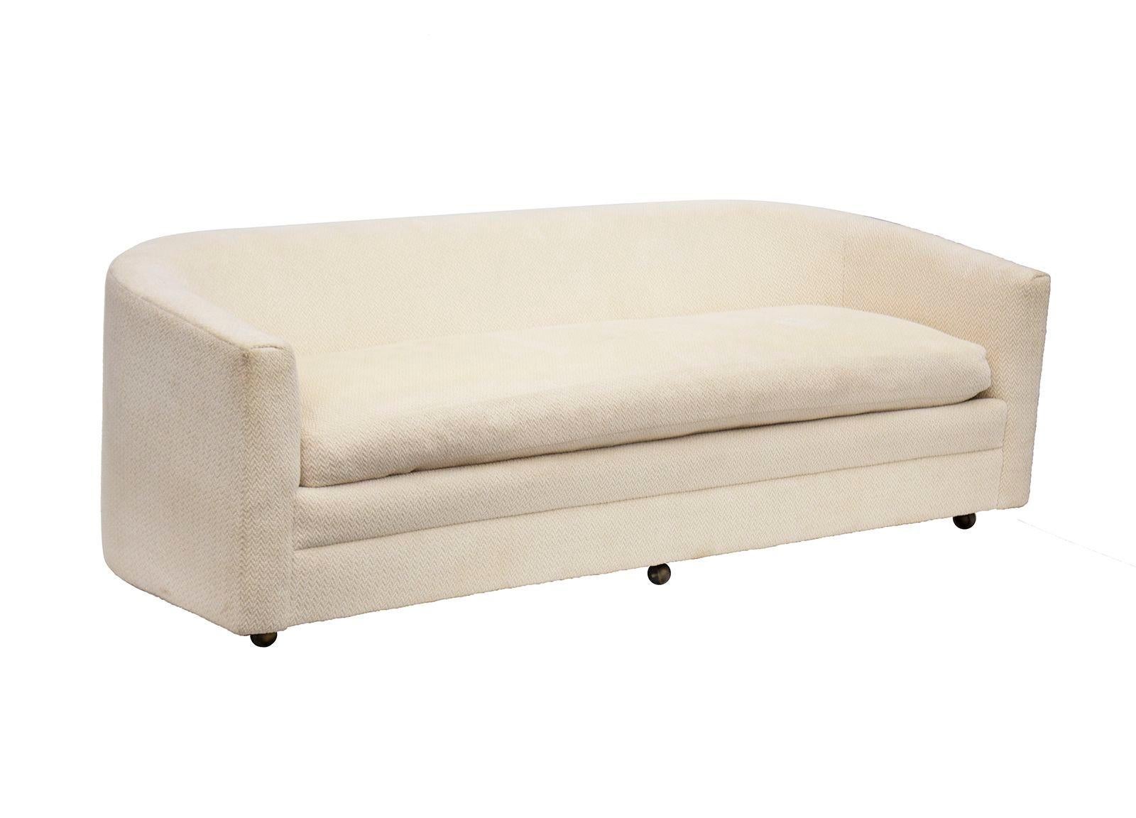 Custom Sofa on Casters in Cream Boucle #2- Two available For Sale at ...