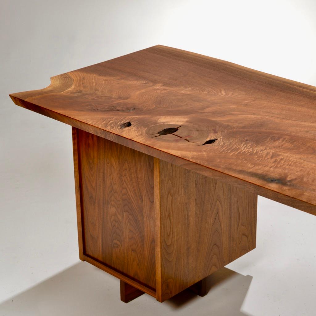 Nakashima Style Solid Walnut Live Edge Desk at 1stDibs
