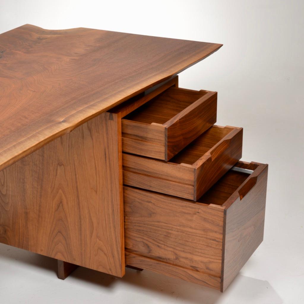 Nakashima Style Solid Walnut Live Edge Desk at 1stDibs