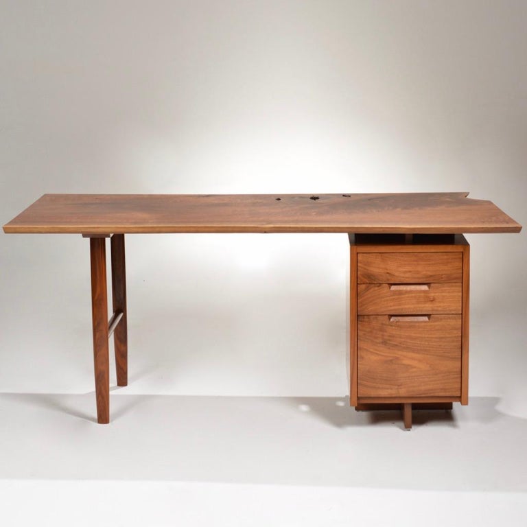 Nakashima Style Solid Walnut Live Edge Desk at 1stDibs